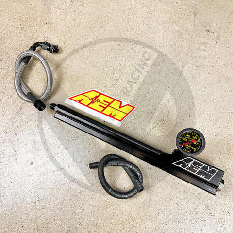 AEM B Series Fuel Rail / Liquid Fuel Gauge Combo Honda Civic Acura Int ...